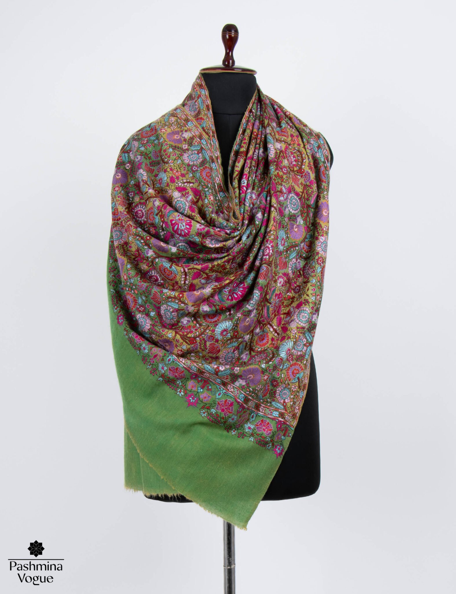Green Goddess Jamawar Pashmina Shawl - Pashmina Vogue™